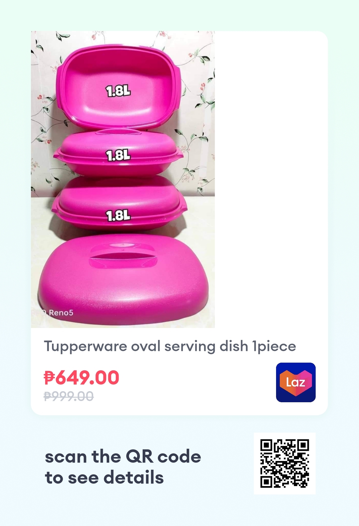 Tupperware oval serving dish 1piece