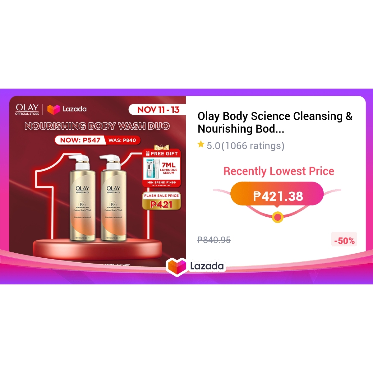 Olay Body Science Cleansing & Nourishing Body Wash 500ml Duo ...