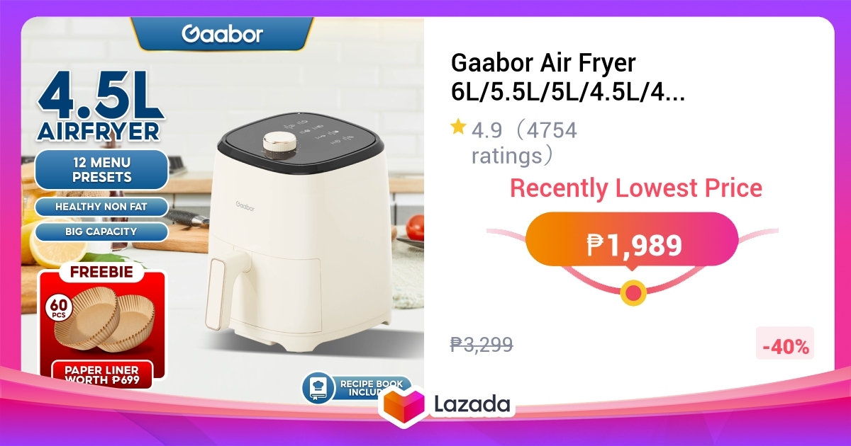 Gaabor Air Fryer 6L/5.5L/5L/4.5L/4L Multi-Function Oil Free Oven No ...