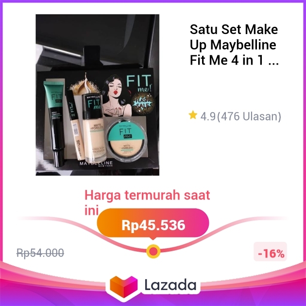 Satu Set Make Up Maybelline Fit Me 4 in 1 / Foundation + Bedak ...