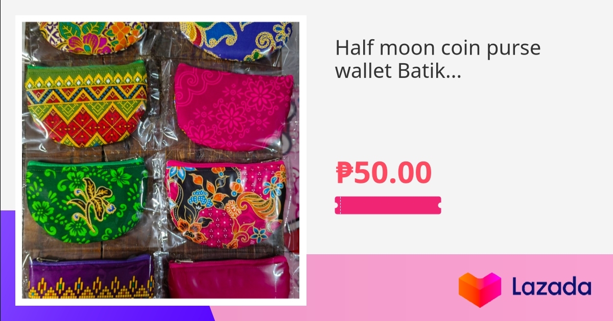 Half moon coin purse wallet Batik, Geometric, Ethnic assorted designs