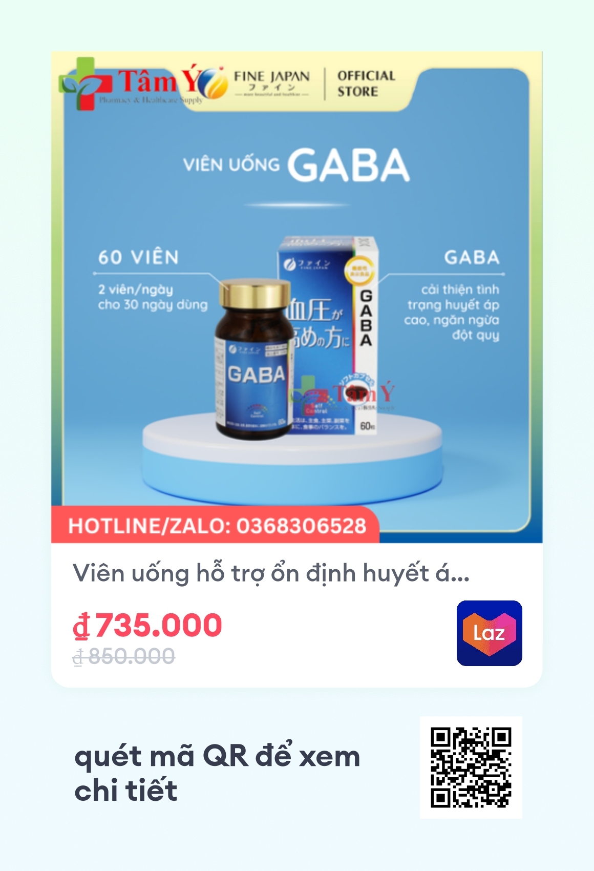 Viên uống hỗ trợ ổn định huyết áp GABA - Fine Japan hộp 60 viên