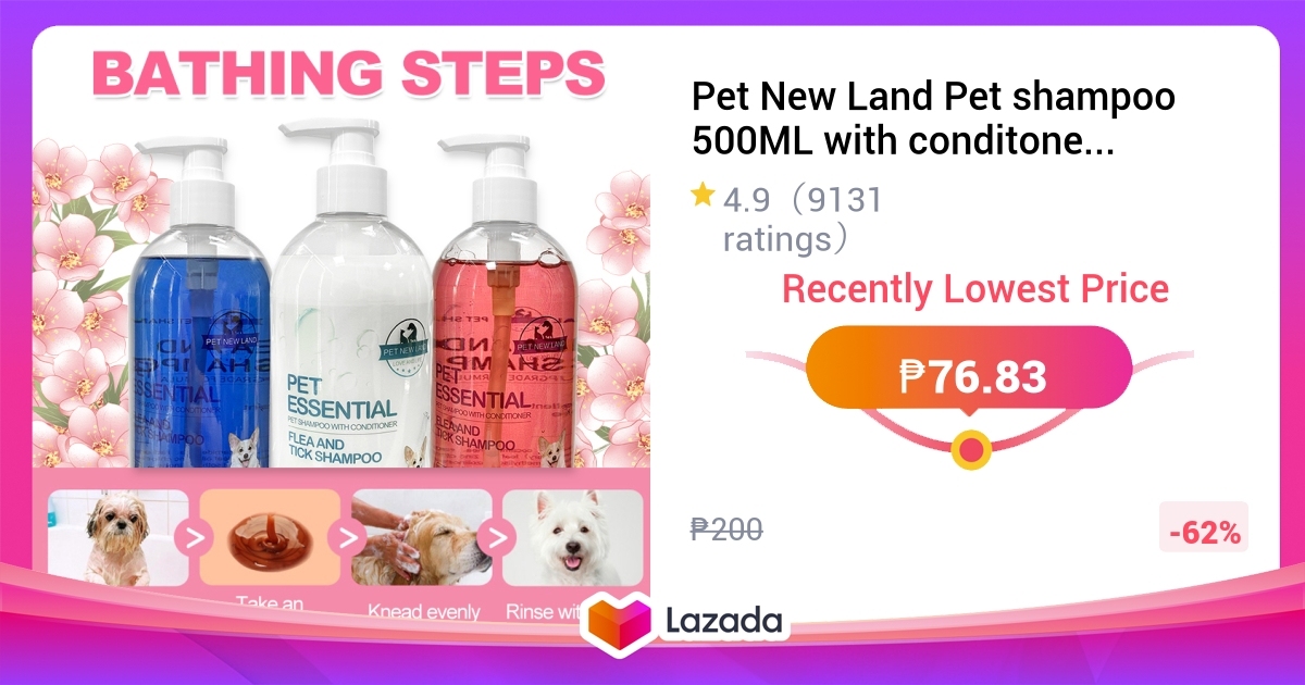 Pet New Land Pet shampoo 500ML with conditoner flea and tick shampoo ...