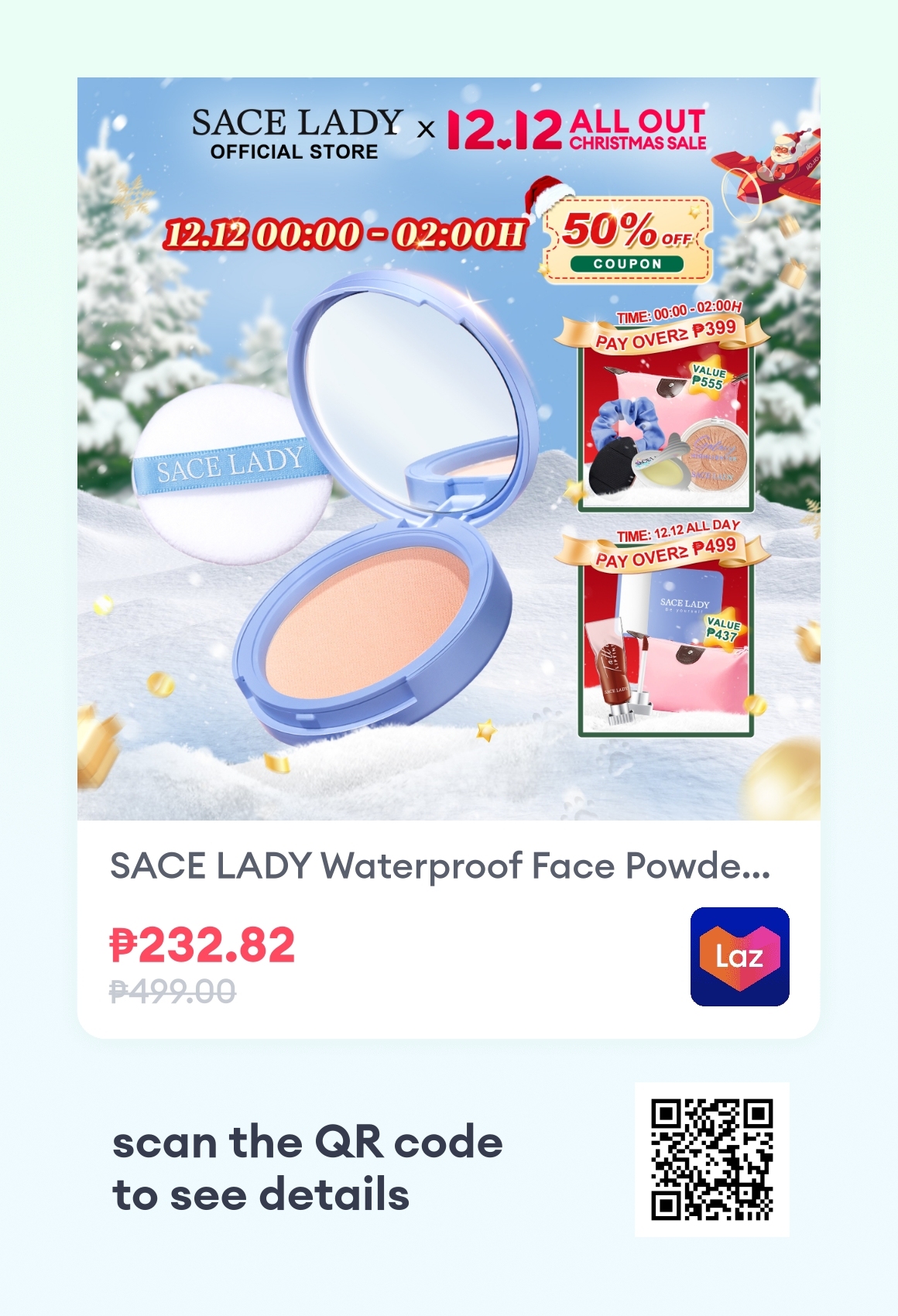 SACE LADY Waterproof Face Powder Oil Control Matte Long-lasting ...