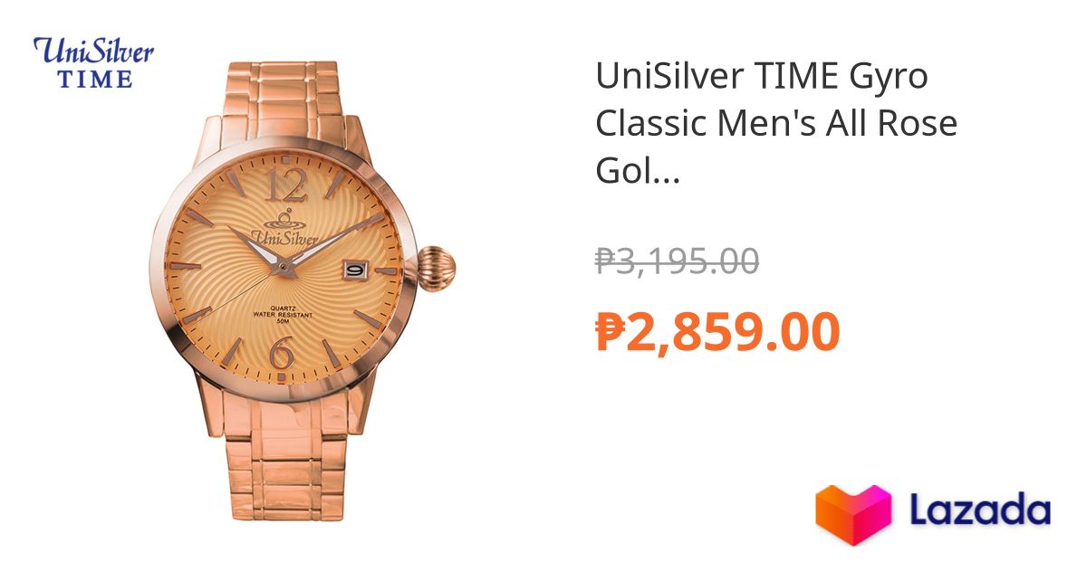UniSilver TIME Gyro Classic Men's All Rose Gold Stainless Steel Watch ...