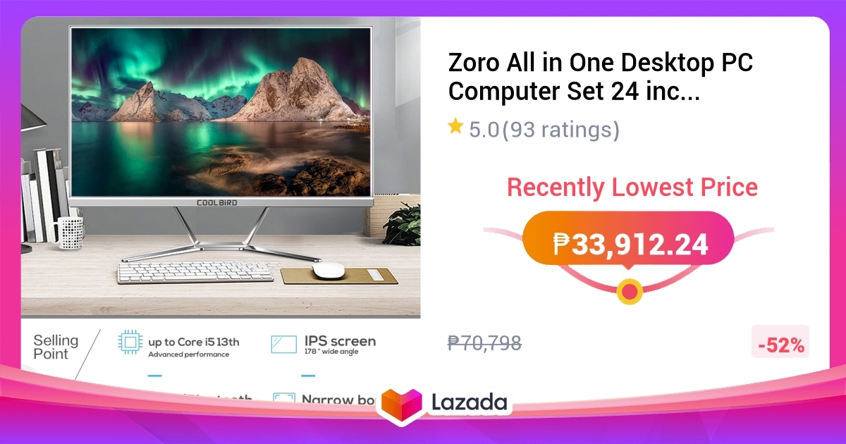 Zoro All in One Desktop PC Computer Set 24 inch PC Full Set Intel Core ...
