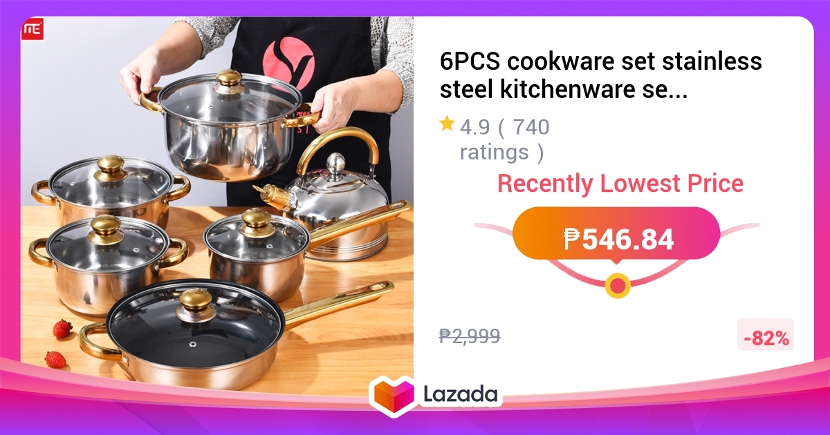 6PCS cookware set stainless steel kitchenware set non stick sets frying ...