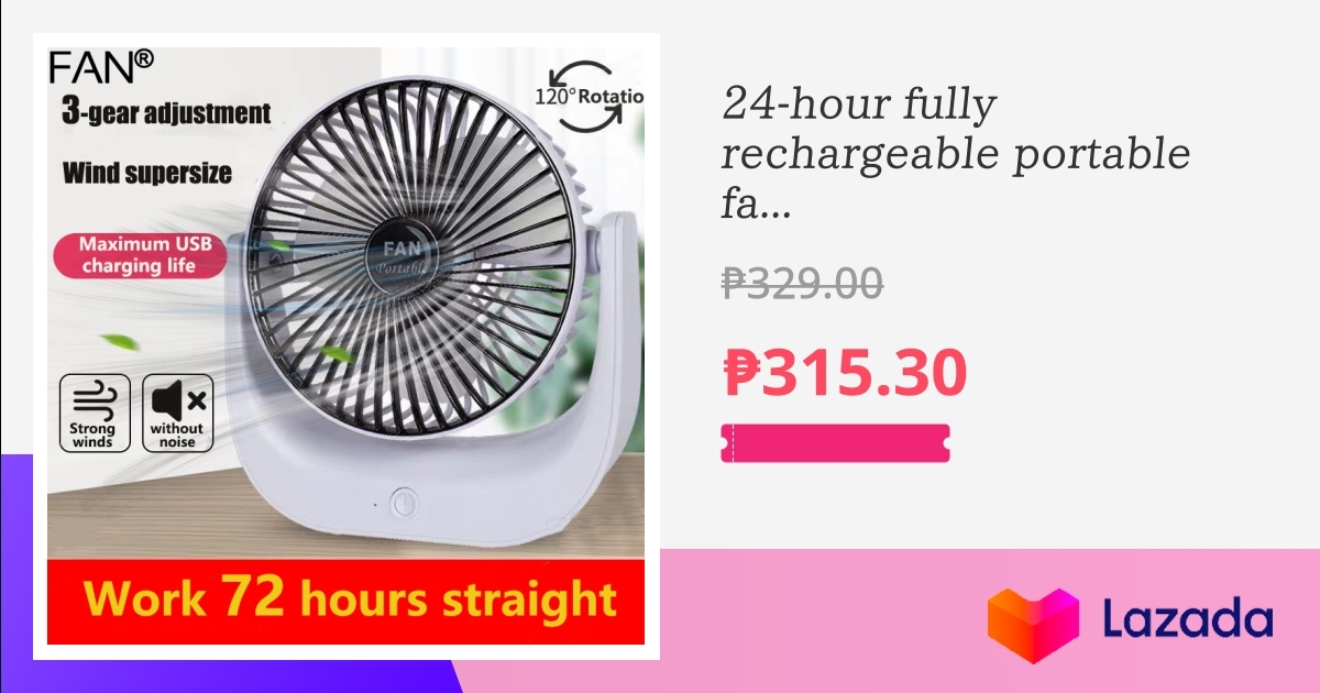 24-hour fully rechargeable portable fan portable fan charger wireless ...