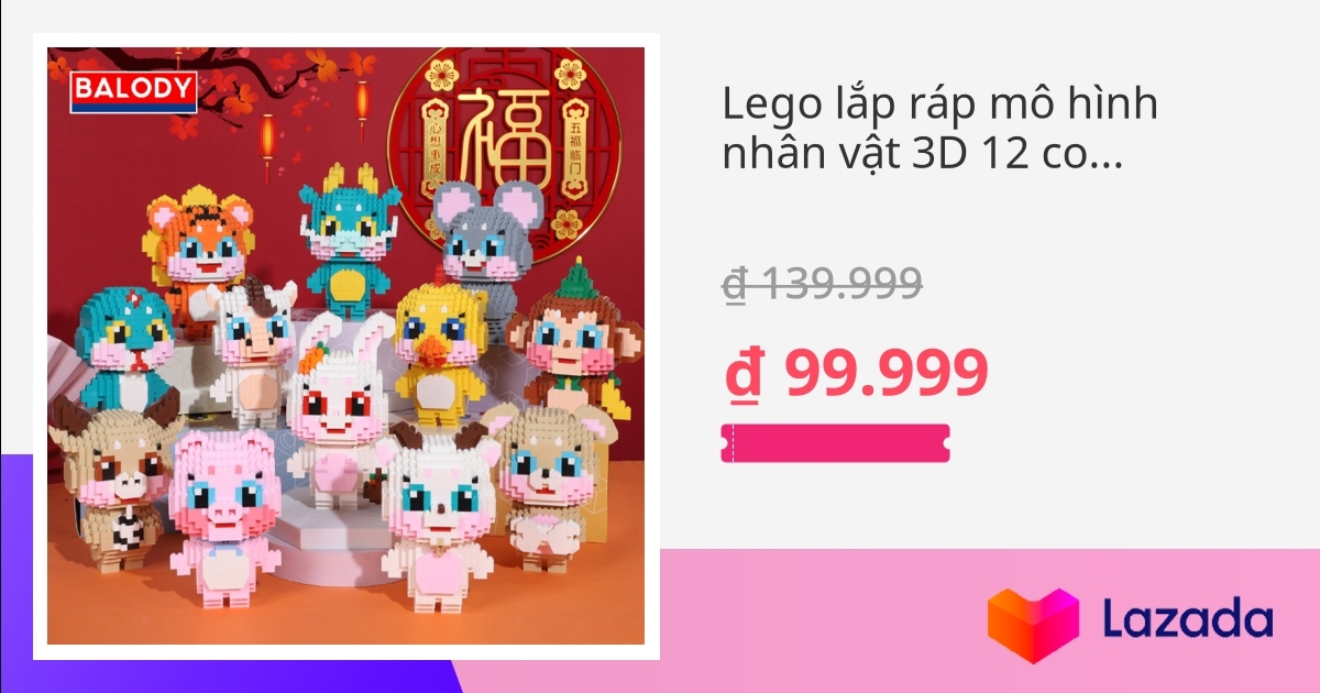 Lego lắp ráp mô hình nhân vật 3D 12 con giáp mini Thu nhỏ, Cute, Dễ ...