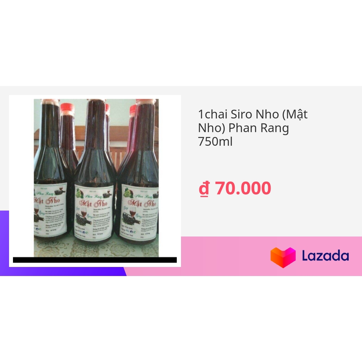 1chai Siro Nho (Mật Nho) Phan Rang 750ml