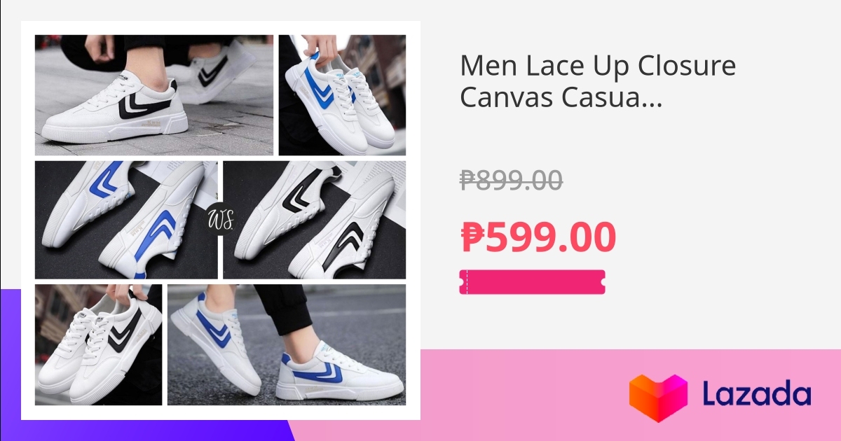 Men Lace Up Closure Canvas Casual Running Walking Sneakers Shoes 20-2