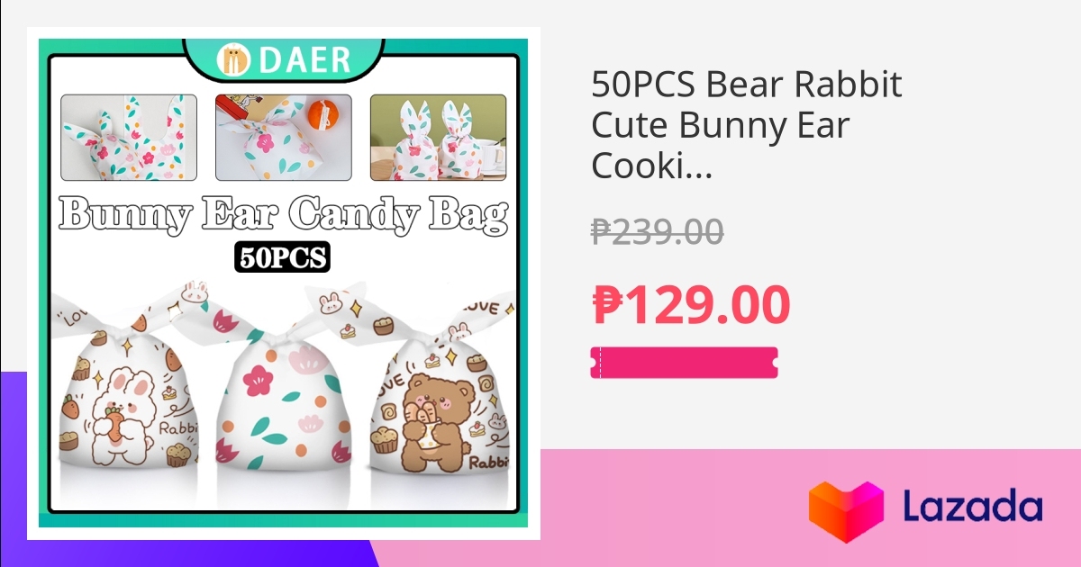 50PCS Bear Rabbit Cute Bunny Ear Cookie Candy Loot Bag Goodies Cookies ...