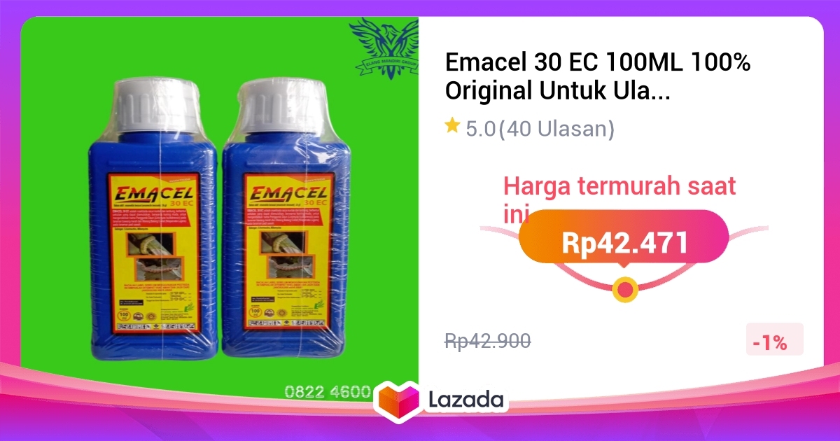 Emacel 30 EC 100ML 100% Original Untuk Ulat Pembasmi Hama Pada Tanaman
