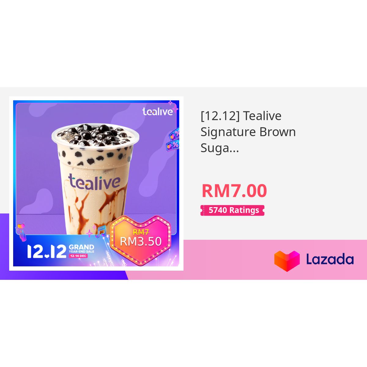 [12.12] Tealive Signature Brown Sugar Pearl Milk Tea