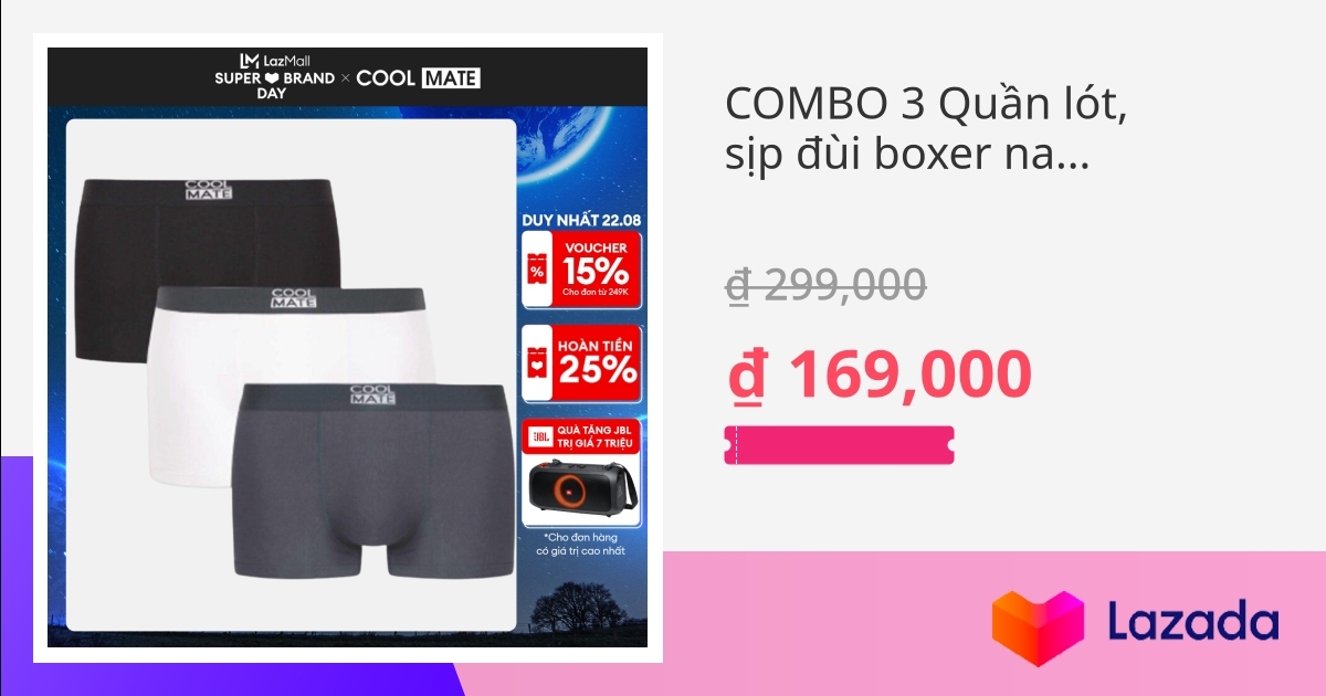 COMBO 3 Quần lót, sịp đùi boxer nam Trunk Bamboo kháng khuẩn cao cấp ...