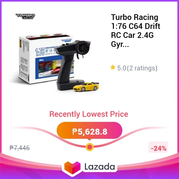 Turbo Racing 1:76 C64 Drift RC Car 2.4G Gyro Radio Full Proportional ...