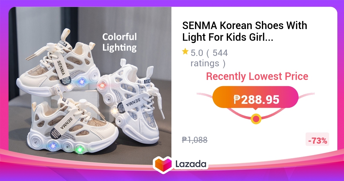 SENMA Korean Shoes With Light For Kids Girls White Shoes Sneakers Light ...