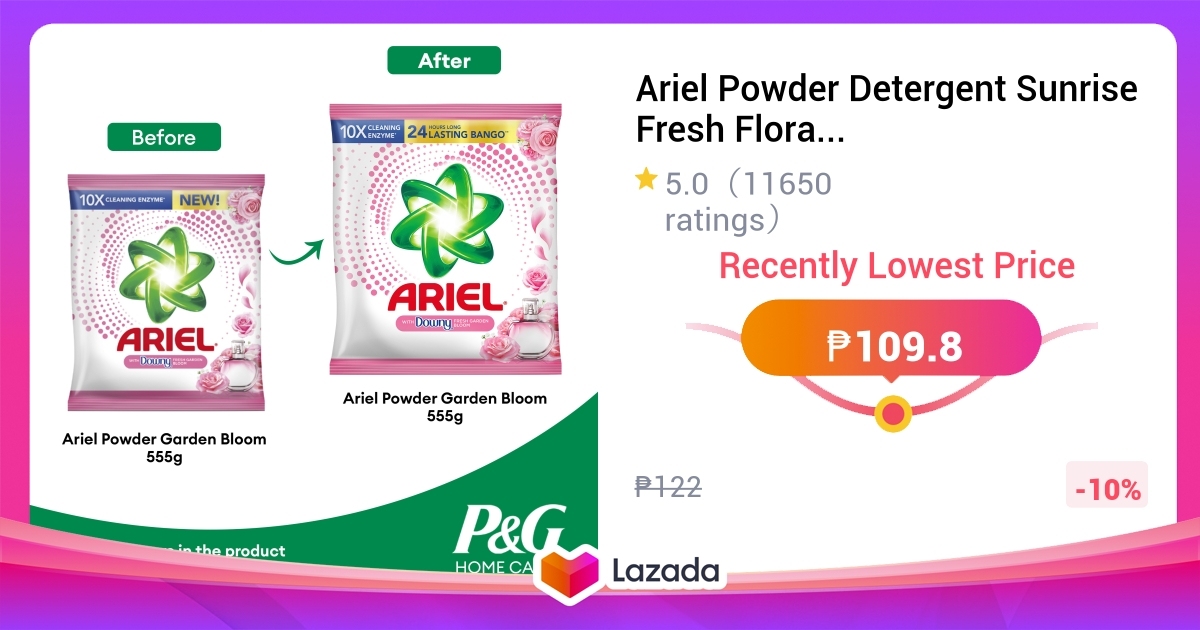 Ariel Powder Detergent Sunrise Fresh Floral Passion Golden Bloom Garden ...