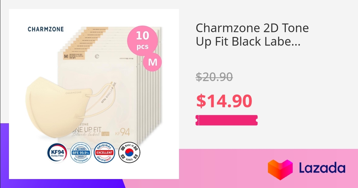 Charmzone 2D Tone Up Fit Black Label Light Kf94 Masks Vanilla Beige M ...