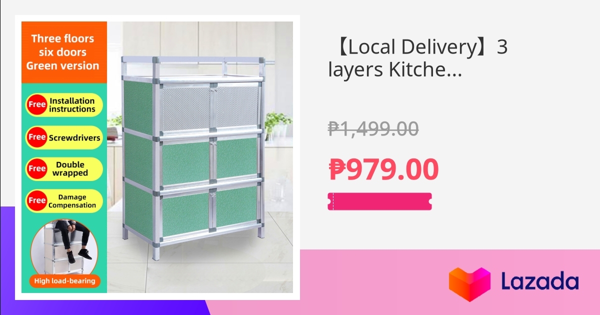 【Local Delivery】3 layers Kitchen Cabinet Double Layer Kitchen Cupboard ...