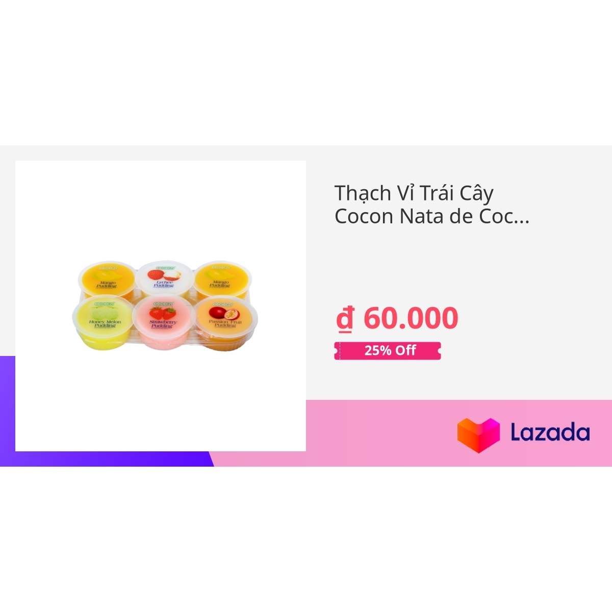 Thạch Vỉ Trái Cây Cocon Nata de Coco Pudding Assorted 480g