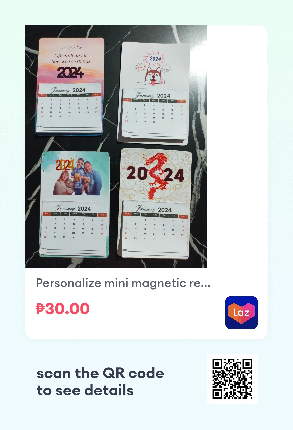 Personalize mini magnetic ref calendar