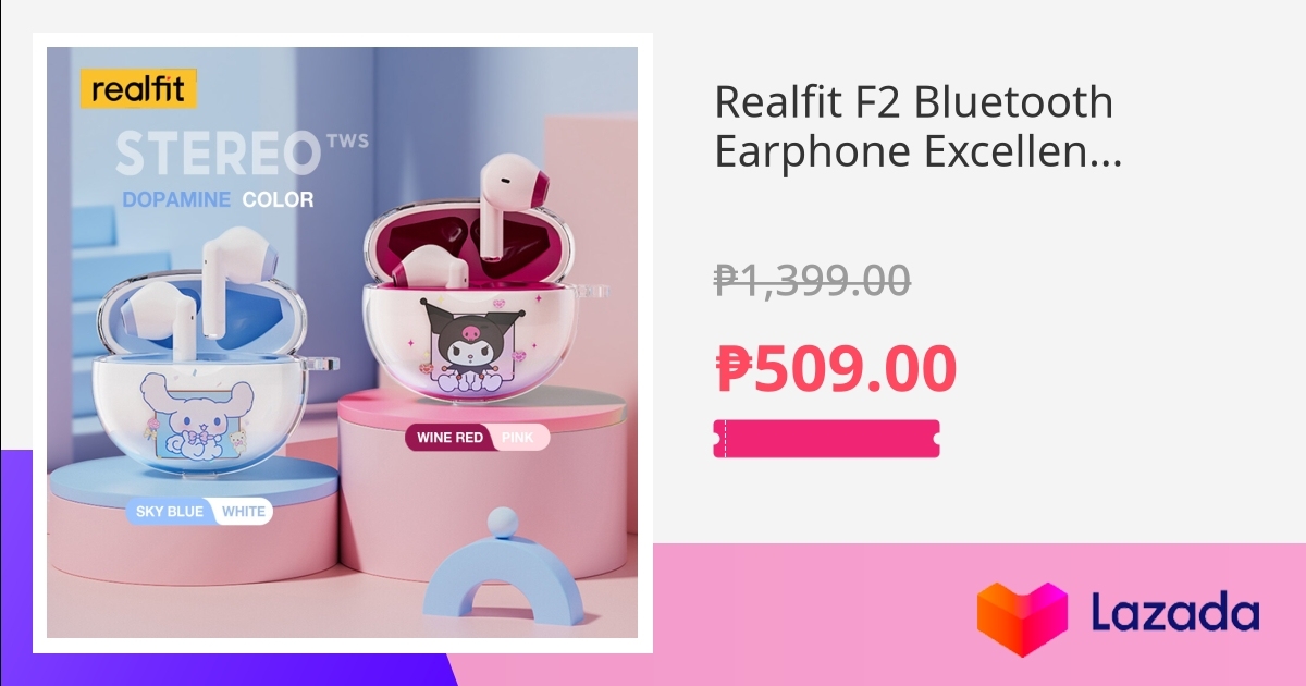 Realfit F2 Bluetooth Earphone Excellent Bass Wireless Earbuds with Mic ...