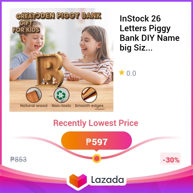 InStock 26 Letters Piggy Bank DIY Name big Size Coin alkansya