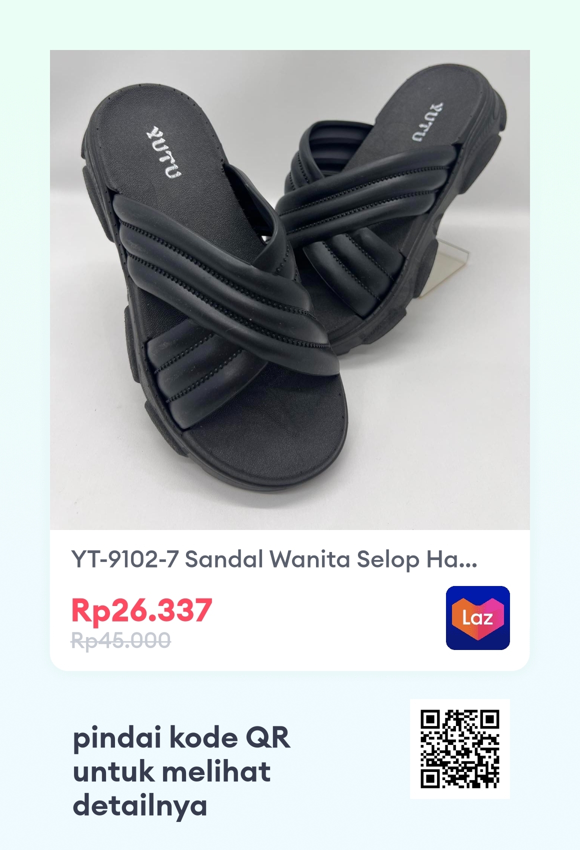 YT-9102-7 Sandal Wanita Selop Hak Tebal Kekinian / Sandal Karet Korean ...