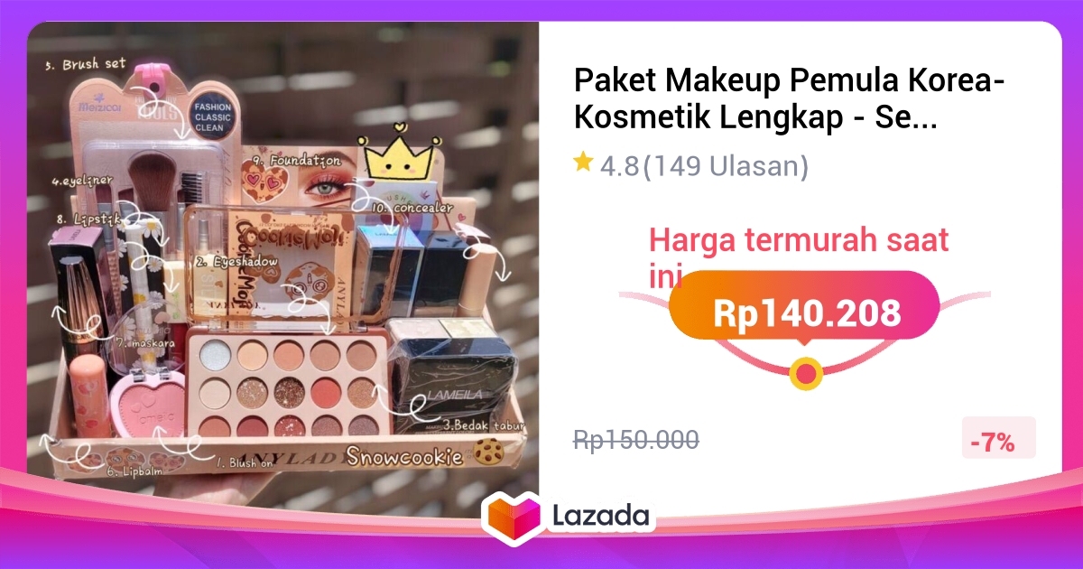 Paket Makeup Pemula Korea- Kosmetik Lengkap - Set Rias Wajah