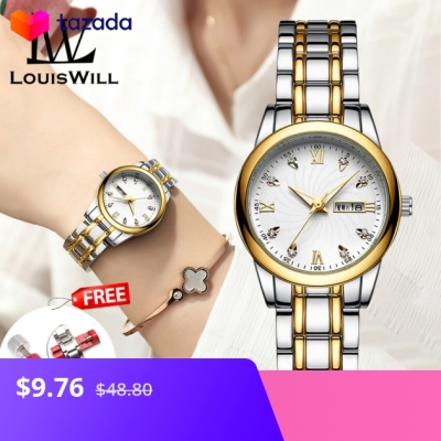 LouisWill Ladies Watch Fashion Quartz Watch Diamond Watches Steel Strap ...