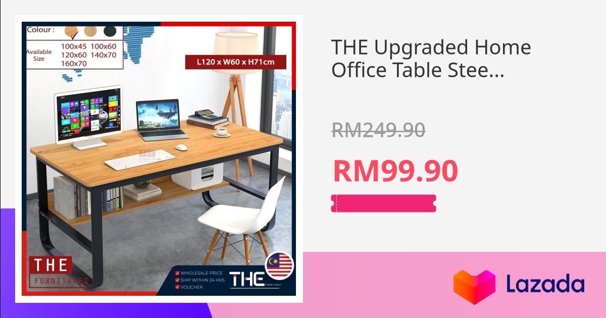 THE Upgraded Home Office Table Steel And Wood Computer Desk With ...