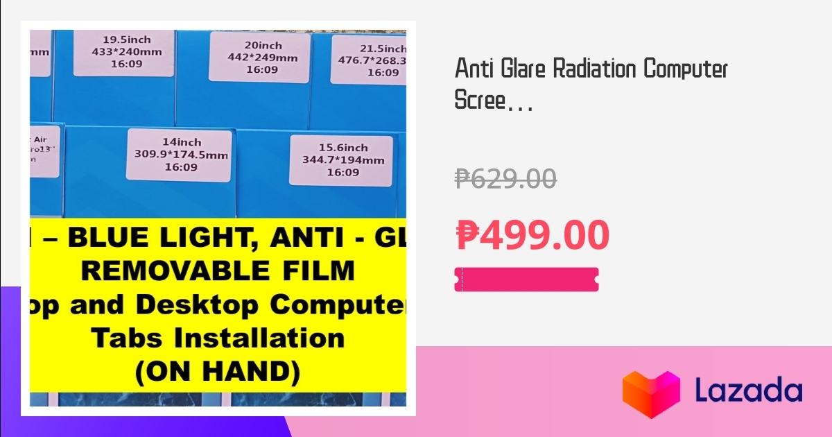 Anti Glare Radiation Computer Screen Protector Anti Blue light Film for ...