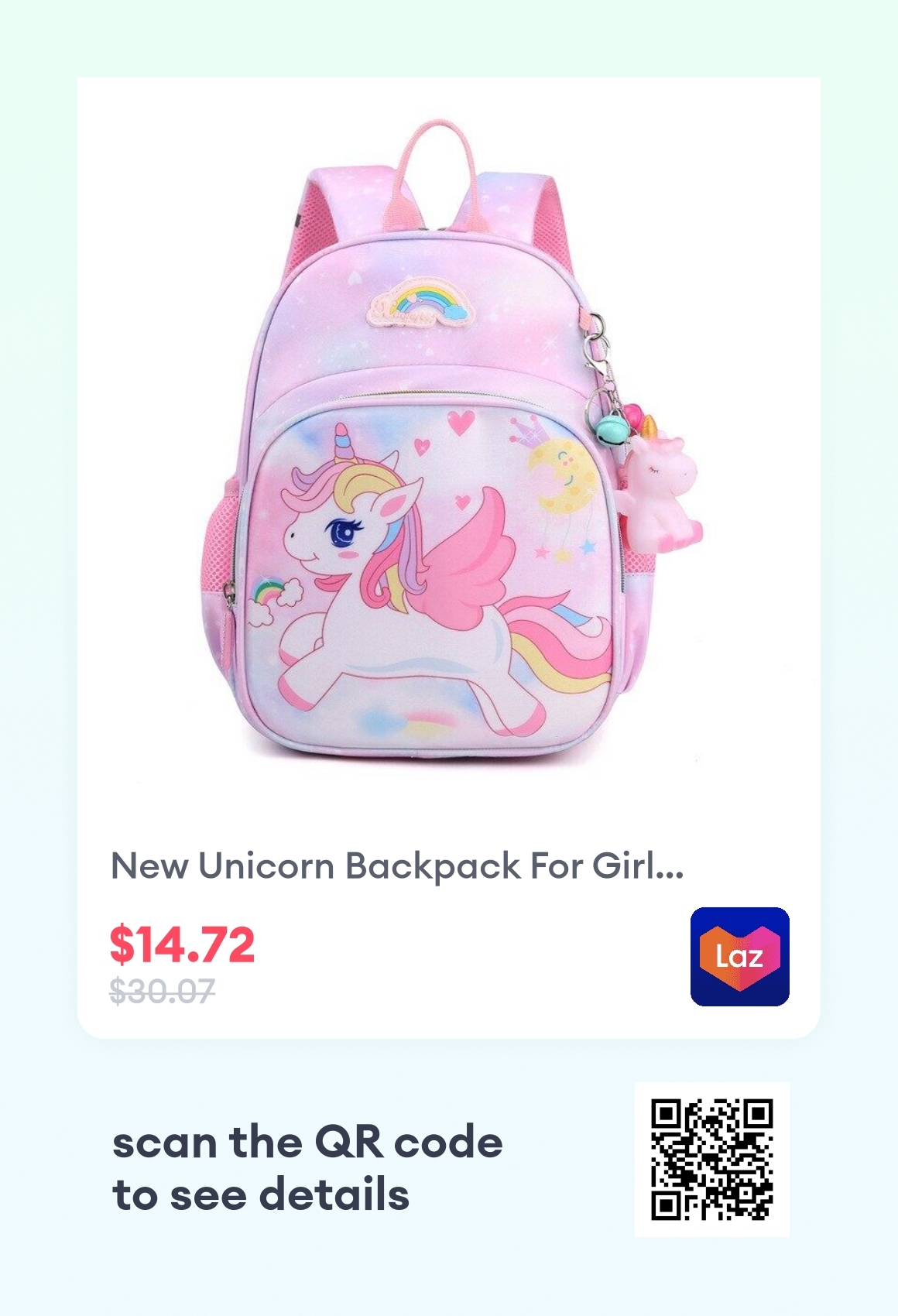 New Unicorn Backpack For Girls Cartoon Pink Princess School Bags Kids ...