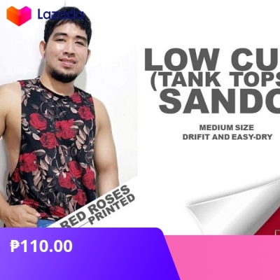 Low Cut Tank Tops with Printed-Design (Gym Sando)
