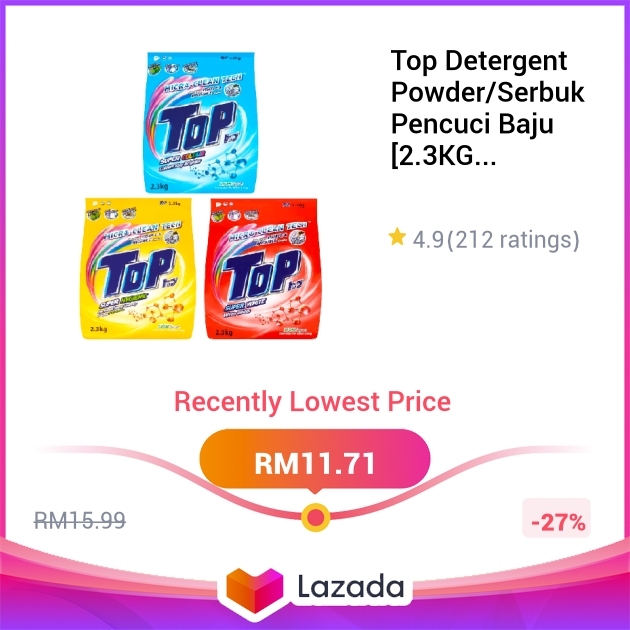 Top Detergent Powder/Serbuk Pencuci Baju [2.3KG] - Super Colour (Blue ...