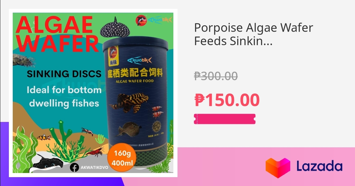 Porpoise Algae Wafer Feeds Sinking Discs 160g|400ml