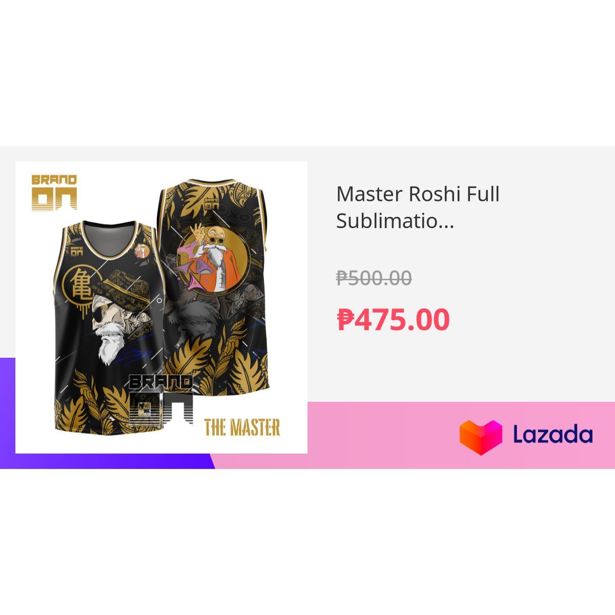 Master Roshi Full Sublimation Basketball Jersey Dragonball Z