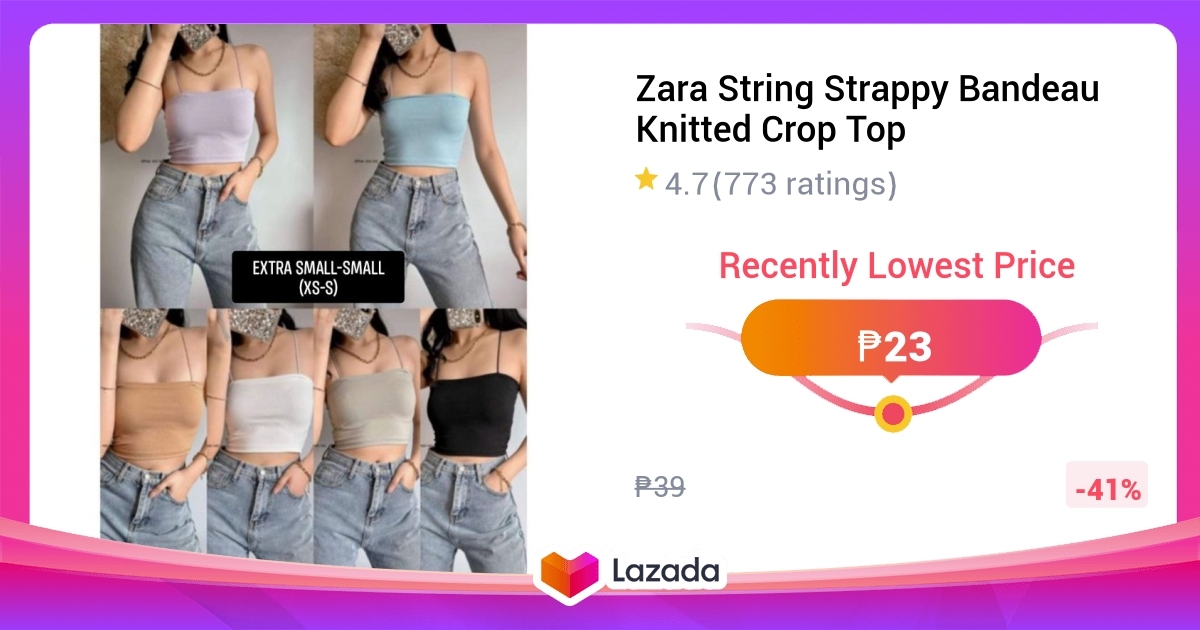 Zara String Strappy Bandeau Knitted Crop Top