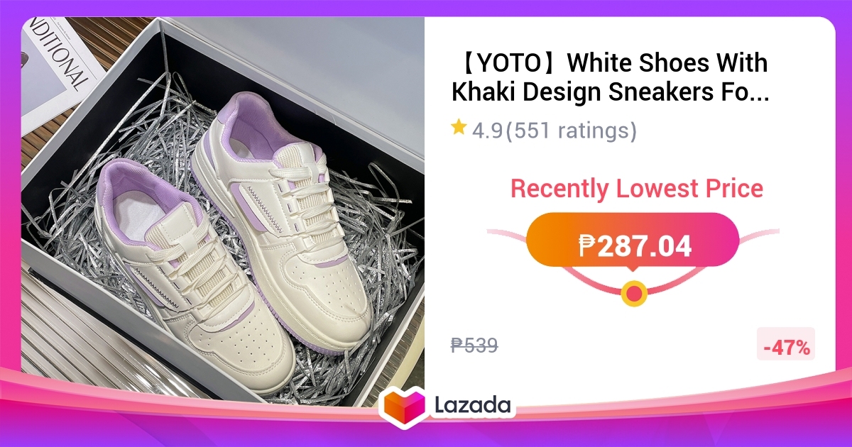 【YOTO】White Shoes With Khaki Design Sneakers For Women Newly Design ...