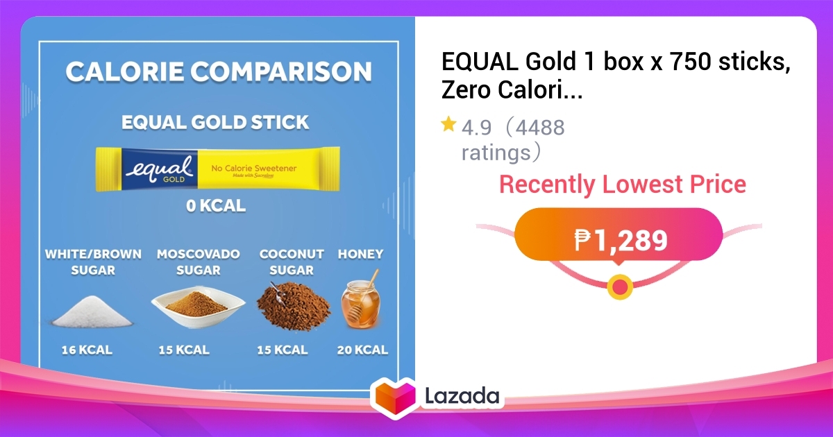 EQUAL Gold 1 box x 750 sticks, Zero Calorie Sweetener, Ketogenic Diet ...