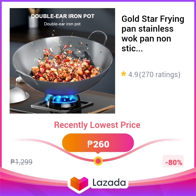 Gold Star Frying pan stainless wok pan non stick frying pan Chinese big ...