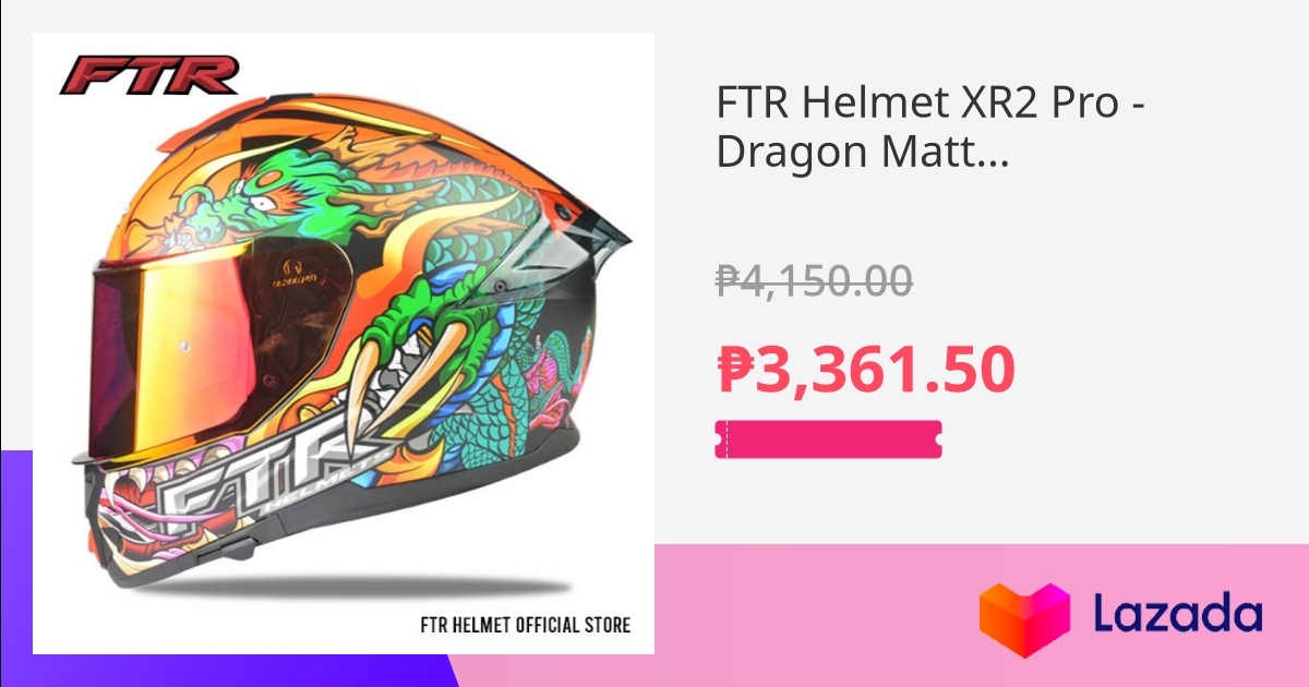 FTR Helmet XR2 Pro - Dragon Matte Orange/Green Full Face Dual Visor Helmet