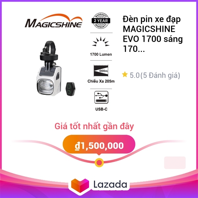 Đèn pin xe đạp MAGICSHINE EVO 1700 sáng 1700 lumens pin 4000mAh pha sáng HI LO cắt vạch chống ...