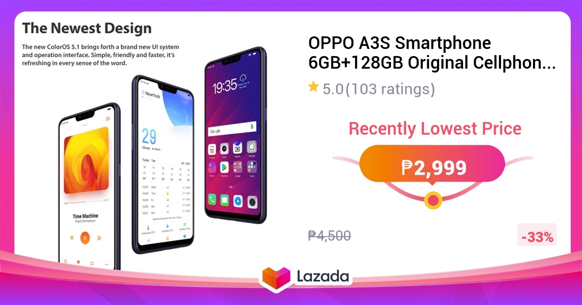 OPPO A3S Smartphone 6GB+128GB Original Cellphone Mobile Phone Android ...