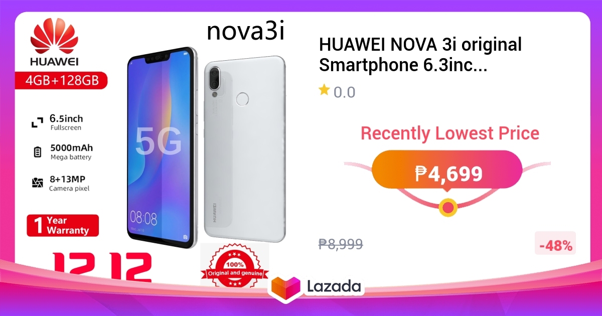 HUAWEI NOVA 3i original Smartphone 6.3inch 4+128GB Cellphone 5G Brand ...
