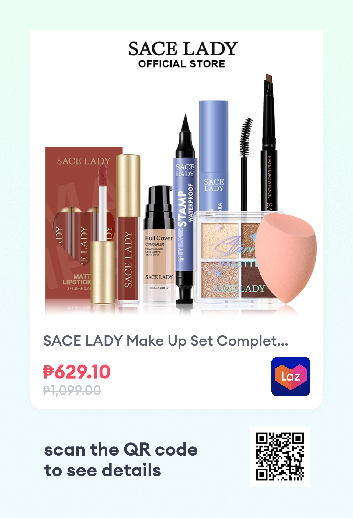 SACE LADY Make Up Set Complete Makeup Kit 7Pcs [Eyeshadow Palette ...