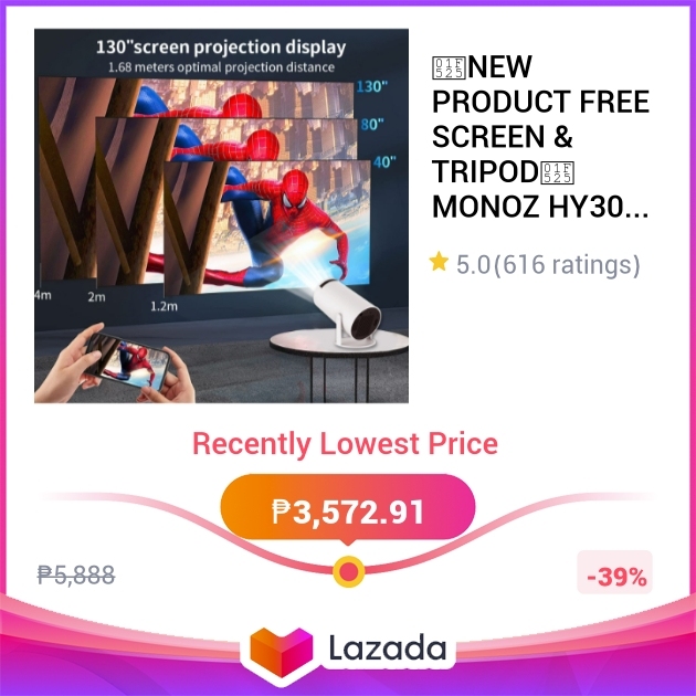 🔥NEW PRODUCT FREE SCREEN & TRIPOD🔥 MONOZ HY300 Mini Projector with WiFi ...