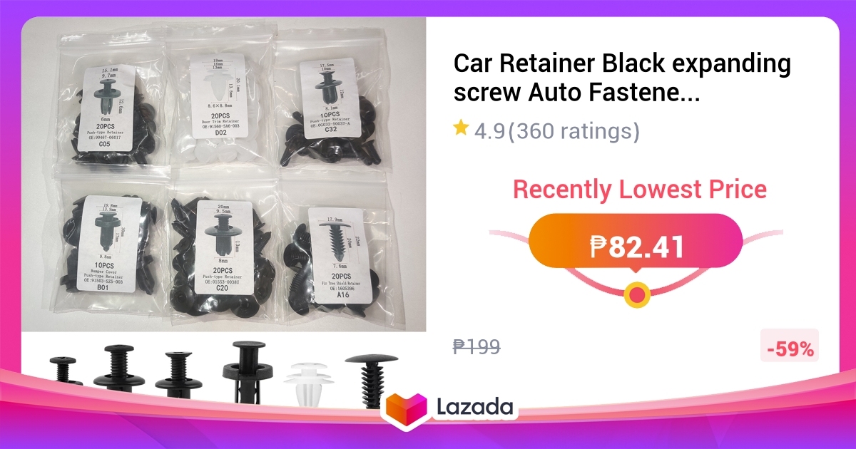 Car Retainer Black expanding screw Auto Fastener Clip Mixed Car Fender ...