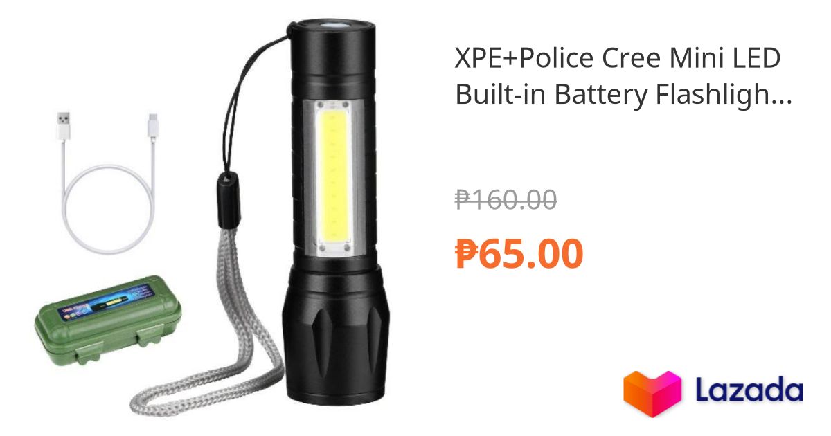 XPE+Police Cree Mini LED Built-in Battery Flashlight Rechargeable ...